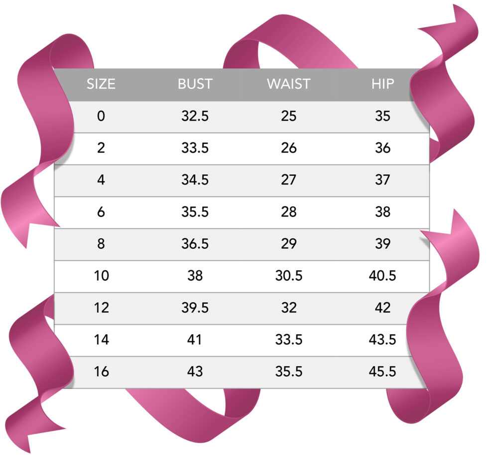 Size Chart - Nancy Sinoway Design